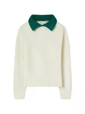 Tory Burch Collared Wool Sweater With Contrast Collar