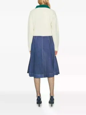 Tory Burch Collared Wool Sweater With Contrast Collar