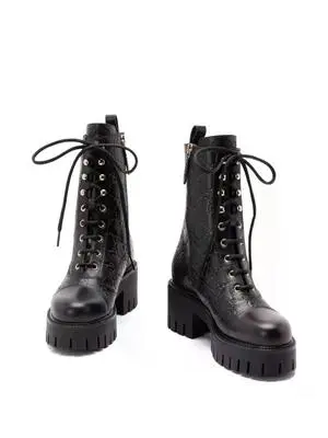 Gucci Gg-monogram Lace-up Boots