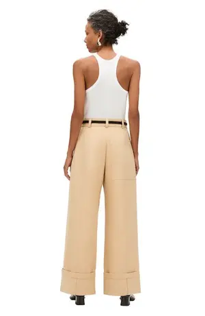 Another Tomorrow Wide Cuff Cotton Pants