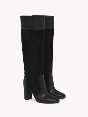 GIANVITO ROSSI Sheffield Leather And Corduroy Boots
