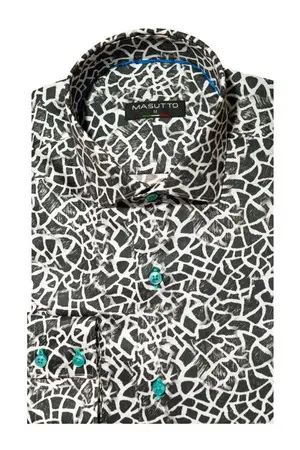 MASUTTO Oliver Print Button-up Long Sleeve Shirt