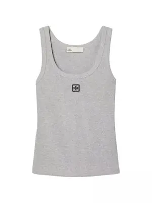 Tory Burch Ribbed Scoop Neck Tank Top - Grey