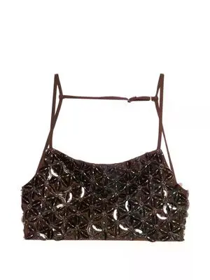 P.a.r.o.s.h Beaded Spaghetti-strap Top - Brown