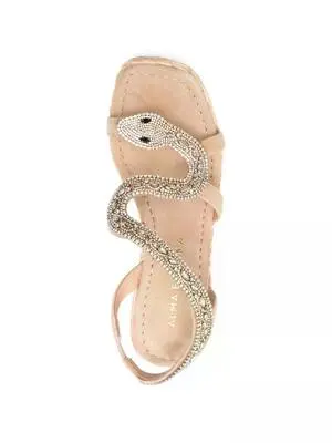 ALMA EN PENA Snake-embellished Wedge Espadrilles