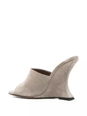 Paris Texas Suede Wedge Mules - Neutrals