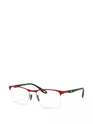 Ray-ban Half-rim Logo-detail Glasses - Red