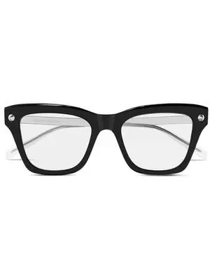 Alexander McQueen Square Frame Eyeglasses - Black-silver-transparent