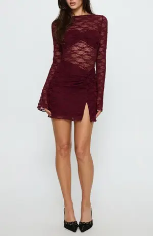 Long Sleeve Lace Mini Dresses