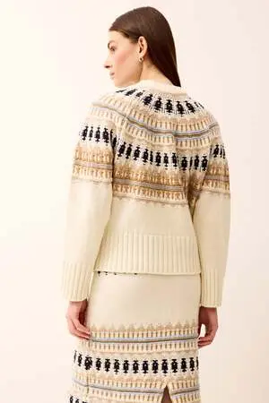 MARIE OLIVER Dion Fair Isle Yoke Sweater - Snowflake