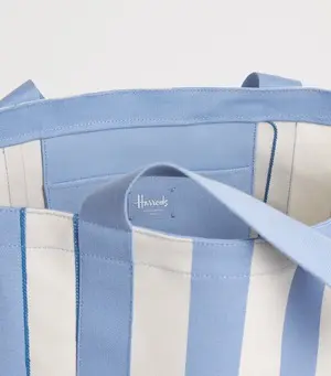 Harrods Striped Cotton Logo Tote Bag