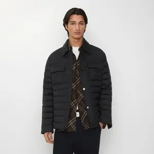 Burberry Wool Flannel Padded Overshirt - Charcoal Grey
