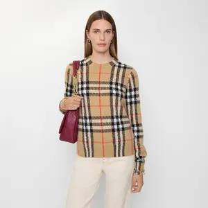 Burberry Check Cashmere Wool Sweater