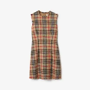 Burberry Check Wool Blend Bouclé Mini Dress