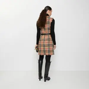 Burberry Check Wool Blend Bouclé Mini Dress