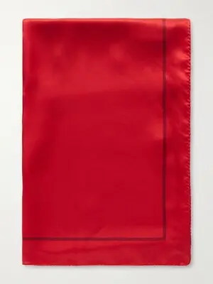Saint Laurent Cassandre Printed Silk-satin Scarf - Red