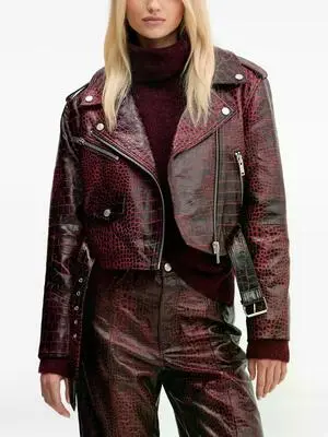 GESTUZ Crocodile-effect Biker Jacket