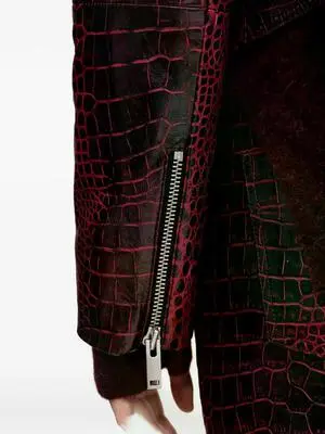 GESTUZ Crocodile-effect Biker Jacket
