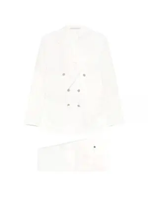 Eleventy Double-breasted Suit - White