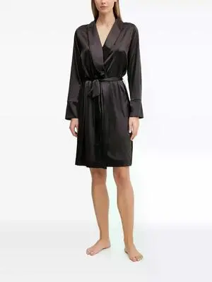 Emporio Armani Satin Loungewear Robe - Black