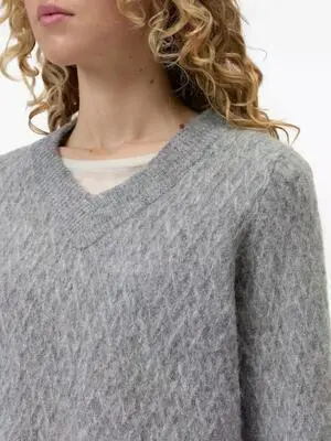 Closed Patterned V-neck Sweater
