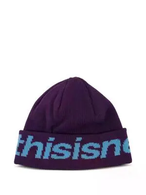 THISISNEVERTHAT Logo-intarsia Beanie - Purple