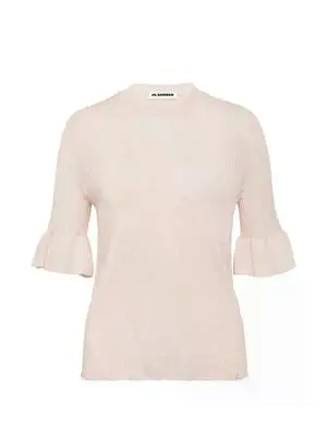 JIL SANDER Flounce-sleeved Metallic T-shirt