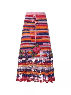 Celiab Venus Flared Crocheted Midi Skirt