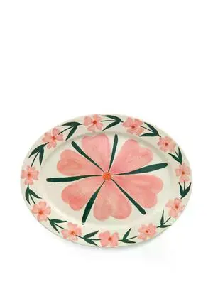 HAY La Pittura Floral-motif Oval Serving Plate - Neutrals