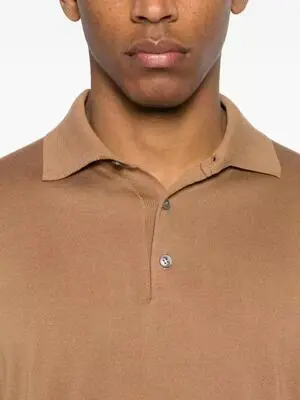 LARDINI Button Short-sleeve Polo Shirt - Brown
