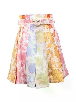 Zimmermann Floral-print Pleated A-line Skirt