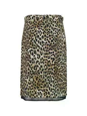N°21 Animal-print Lace Trim Midi Skirt