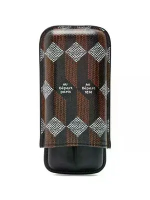 AU DEPART Printed Leather Cigar Case - Black