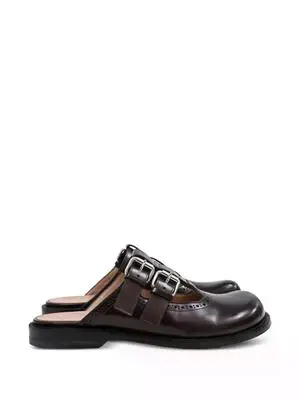 Loewe Campo Buckled Leather Mules - Brown