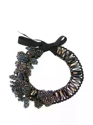 NIGHT MARKET Ribbon Beaded Necklace - Black