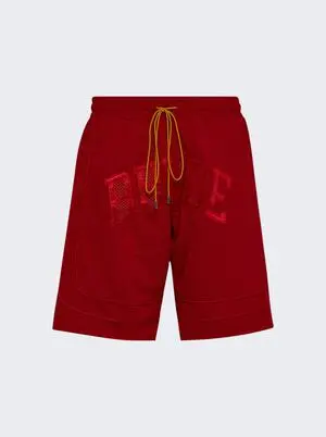 Rhude Baggy Mesh Collegiate Logo Shorts - Red