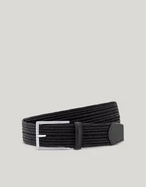 Canali Woven Leather Belt - Black