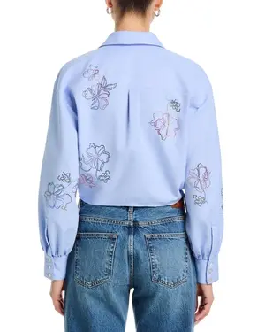 Cinq À Sept Blooming Linework Marianna Top - Rain Cloud Multi
