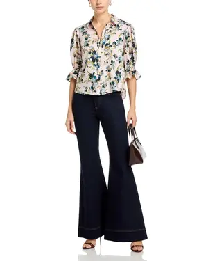 Cinq À Sept Fiona Trailing Iris Top - Rosy Cloud Multi