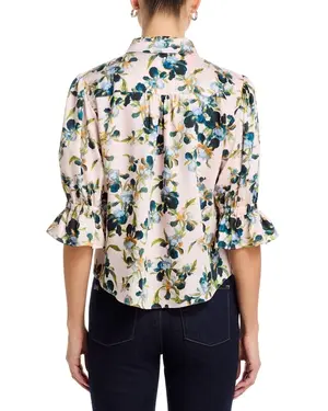 Cinq À Sept Fiona Trailing Iris Top - Rosy Cloud Multi