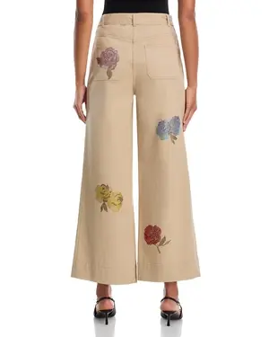 Cinq À Sept Heatset Roses Mylah High Rise Jeans - Khaki Multi