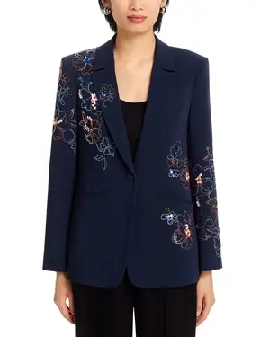 Cinq À Sept Karlie Blooming Linework Blazer - Navy Multi