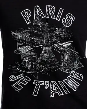 Cinq À Sept Rhinestone Paris Je T'aime Shrunken Tee - Black/white