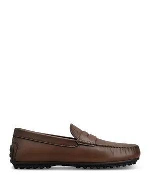 TOD'S Leather Moccasin Loafers - Dark Brown