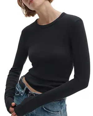 Rag & Bone The Essential Rib Knit Tee - Black