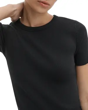 Rag & Bone Essential Rib Crewneck Tee - Black