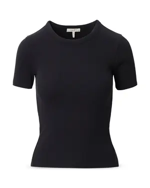 Rag & Bone Essential Rib Crewneck Tee - Black