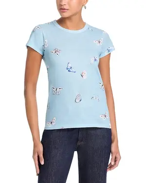 Rag & Bone All Over Tammy Butterfly Tee - Light Blue Multi