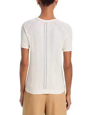 Rag & Bone Ribbed Short Sleeve Knit Tee - Ivory