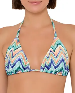 MILLY Topical Chevron Triangle Bikini Top - Tropical Multi